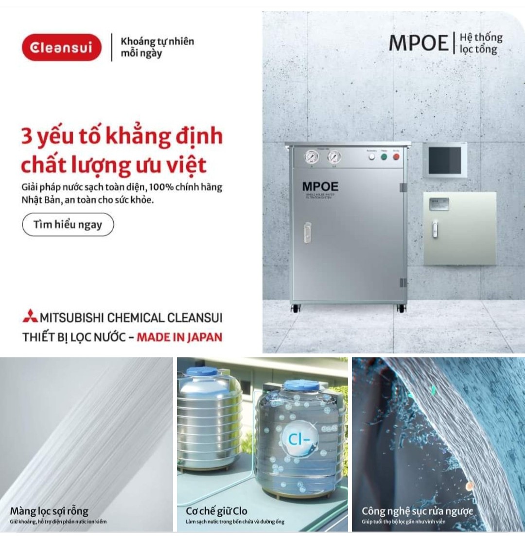 HỆ THỐNG LỌC NƯỚC TỔNG ĐẦU NGUỒN MITSUBISHI CLEANSUI MPOE